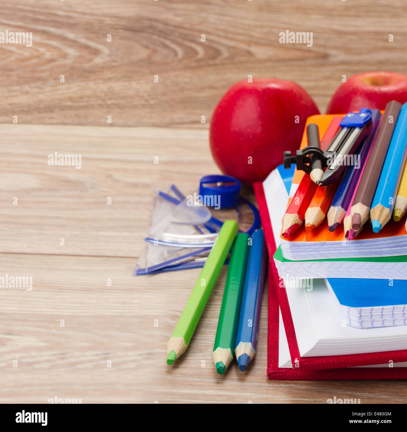 books with school supply Stock Photo - Alamy