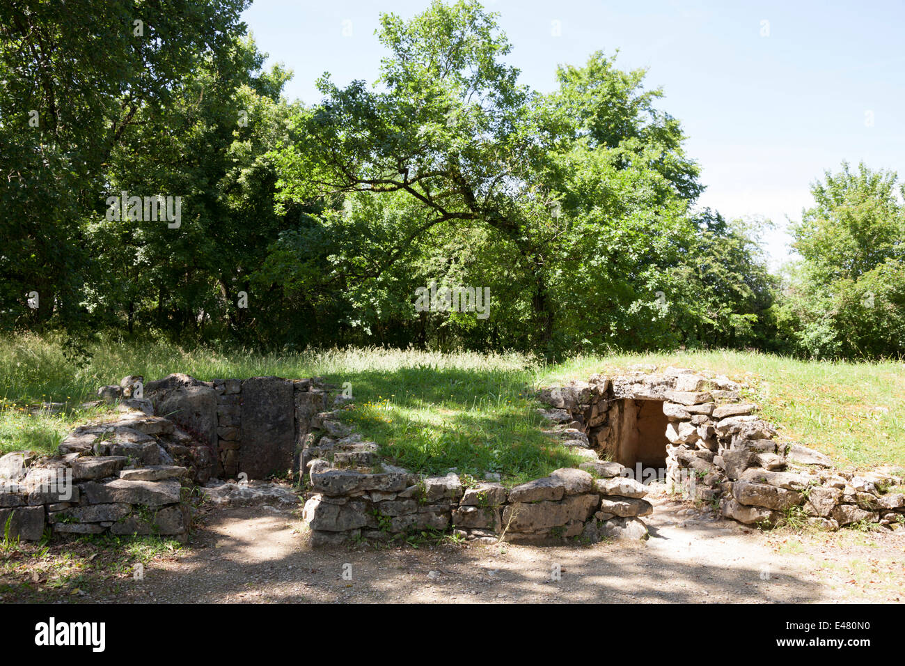 A tumulus in the oldest European necropolis of Bougon (France). Tumulus ...
