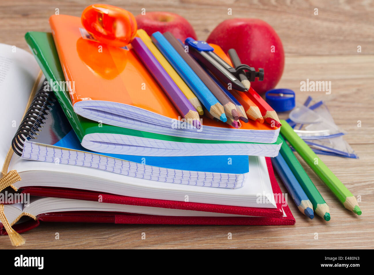 books with school supply Stock Photo - Alamy