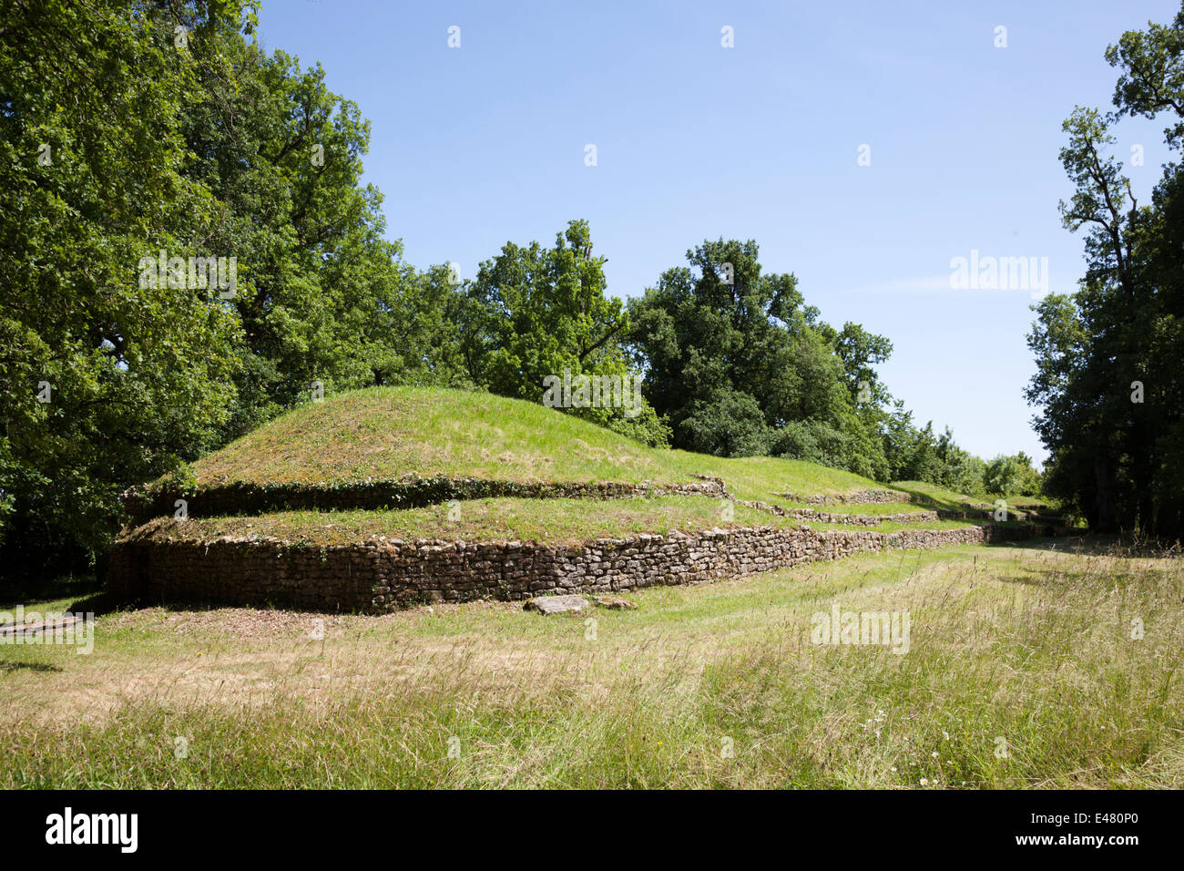 A tumulus in the oldest European necropolis of Bougon (France). Tumulus ...
