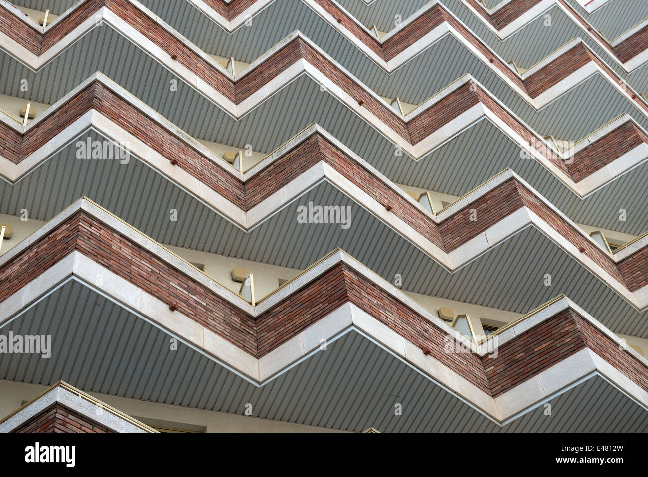 Pattern of many angles and edges of resort hotel balconies as a ...