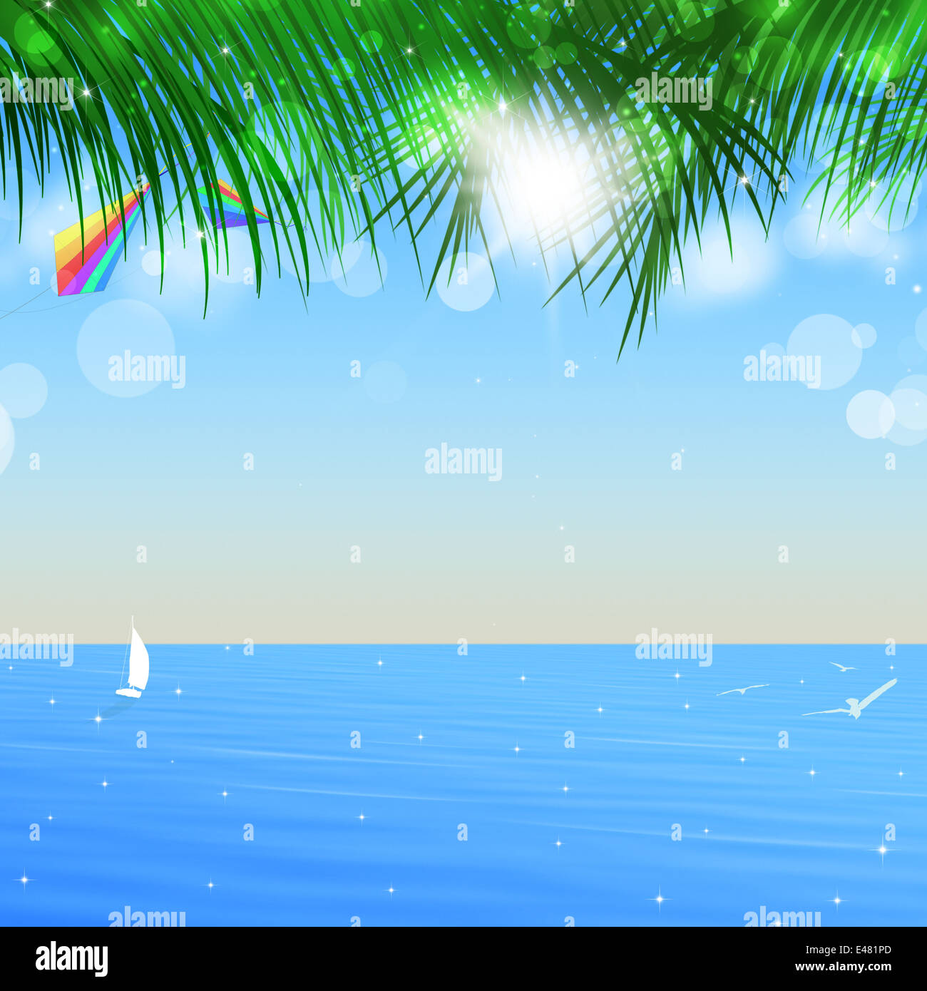beautiful view at beach sunny tropical background Stock Photo - Alamy