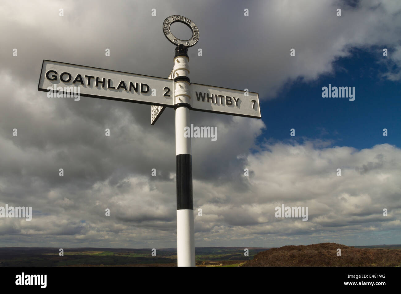 United Kingdom, Finger post, Yorks North Riding, pointing to Goathland ...
