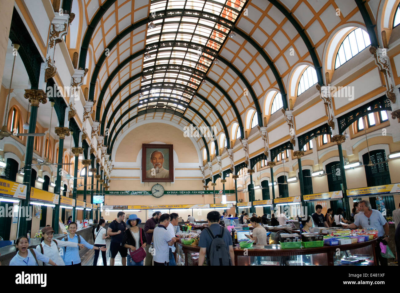 Central Post Office building interior, Ho Chi Minh city, Vietnam ...