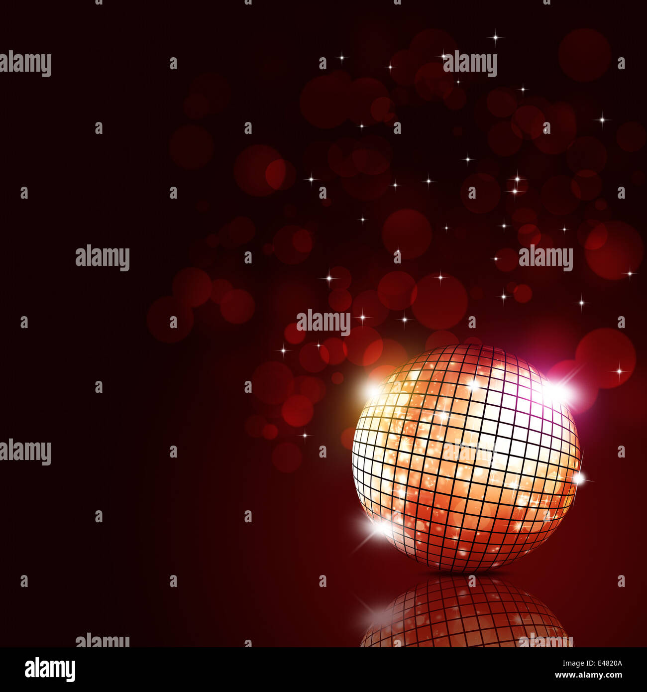 music disco ball on dark red background with blurry lights Stock Photo ...