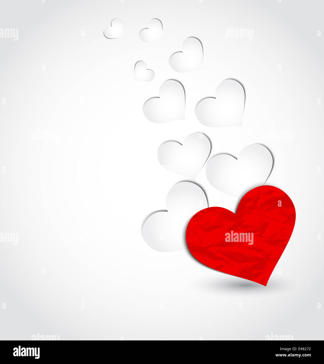 Illustration cute background for Valentine's day with paper hearts ...
