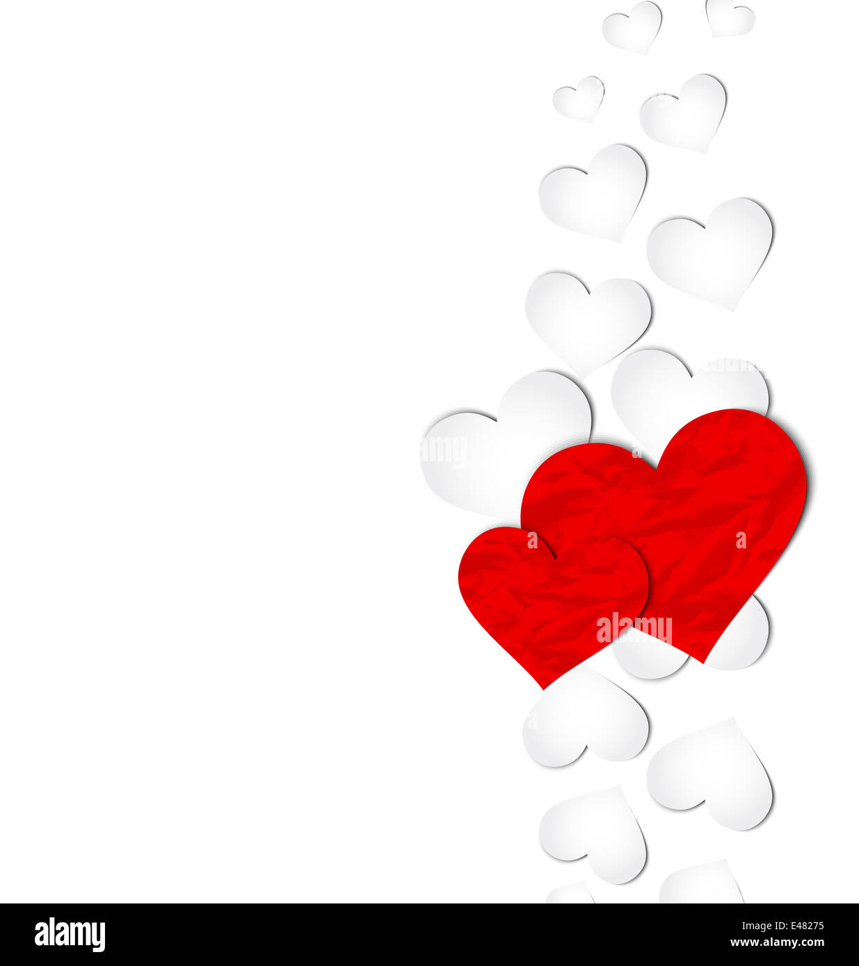 Illustration cute background for Valentine's day with paper hearts ...