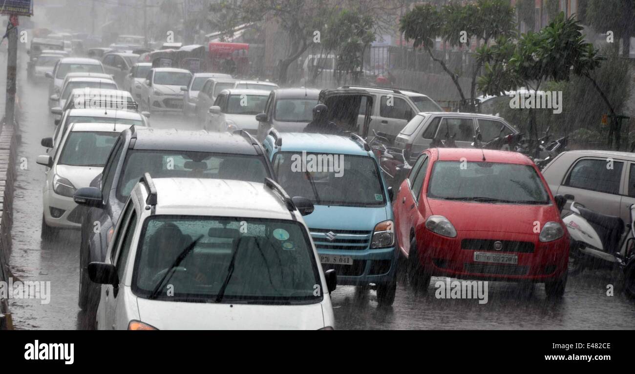 The traffic jam caused by heavy rains in Allahabad. It is expected that ...