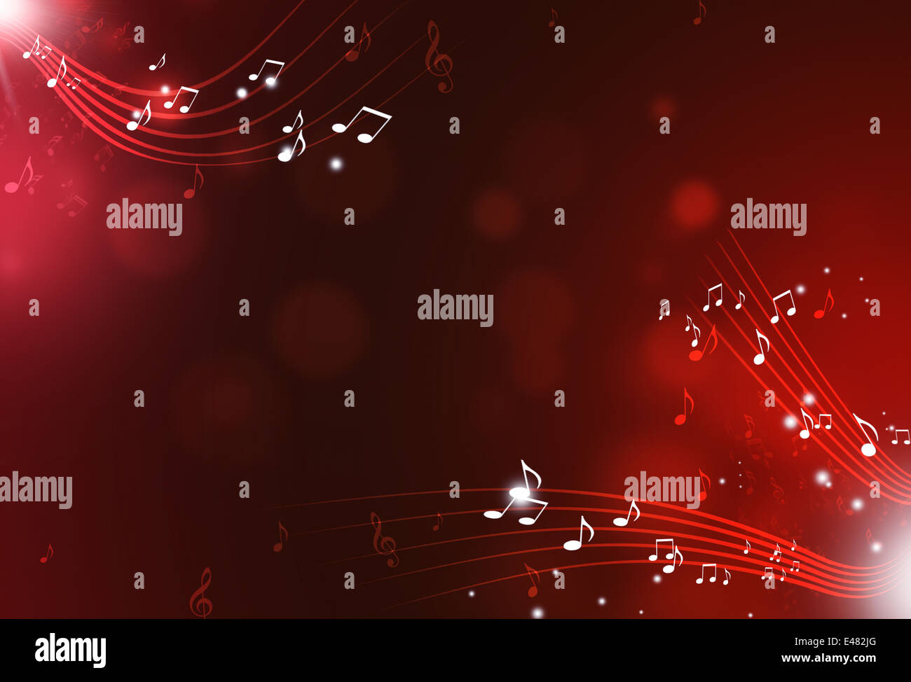 music notes and blurry lights on dark red background Stock Photo - Alamy