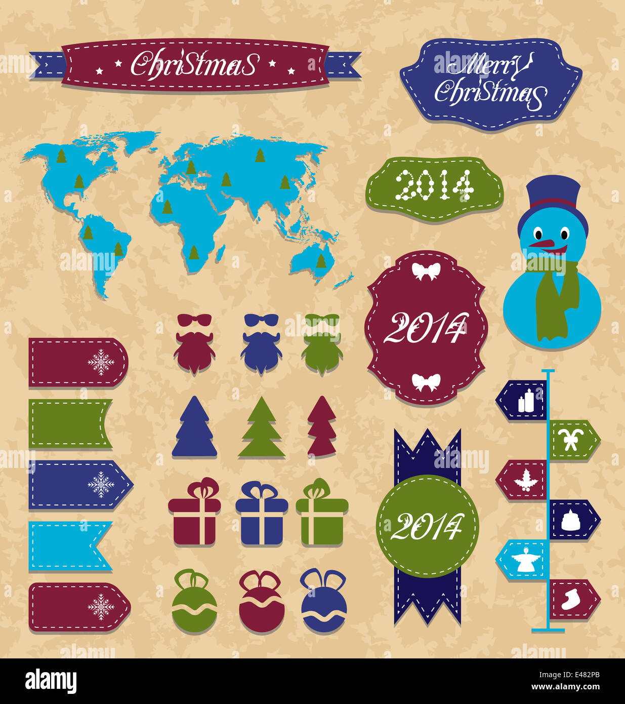 Illustration set Christmas Infographic design elements, group label and ...