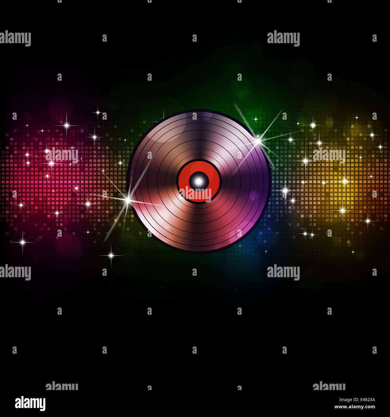 multicolor music vinyl disco party background with lights and blurs ...