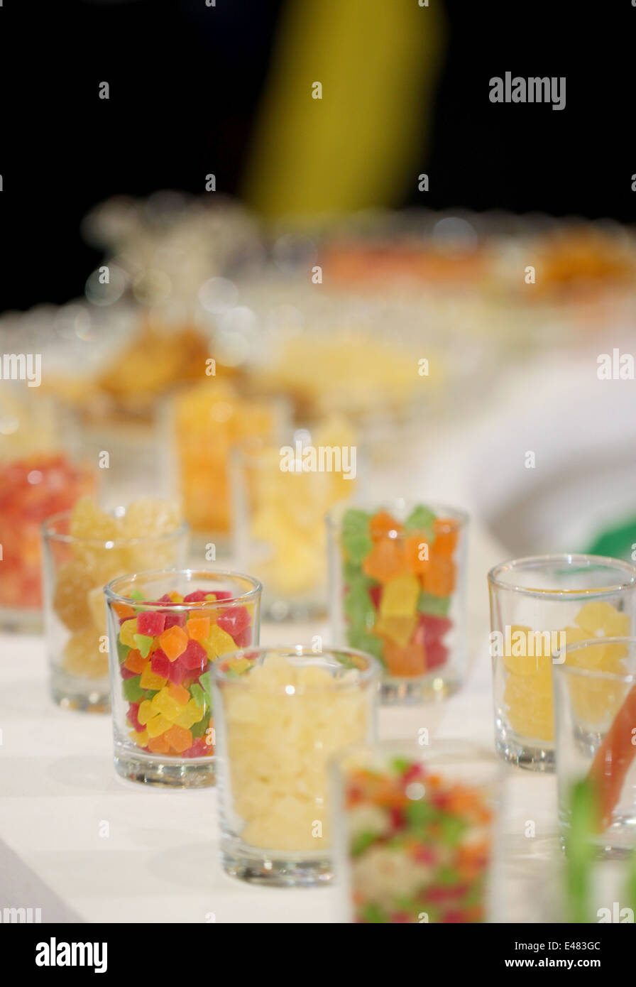 Sweets in small glass on table foods Stock Photo - Alamy