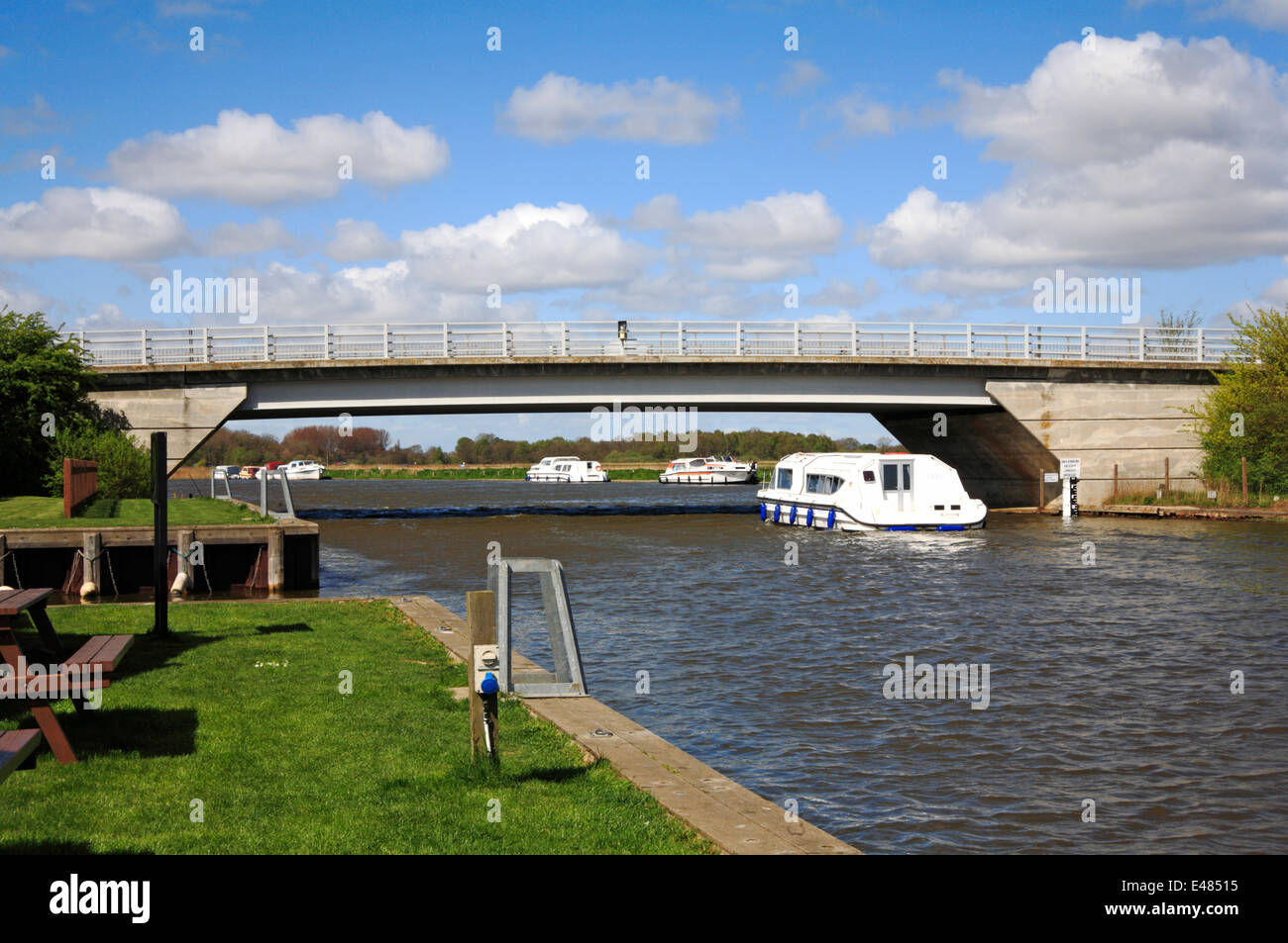 A view of the River Bure and the Acle Bridge road crossing on the ...