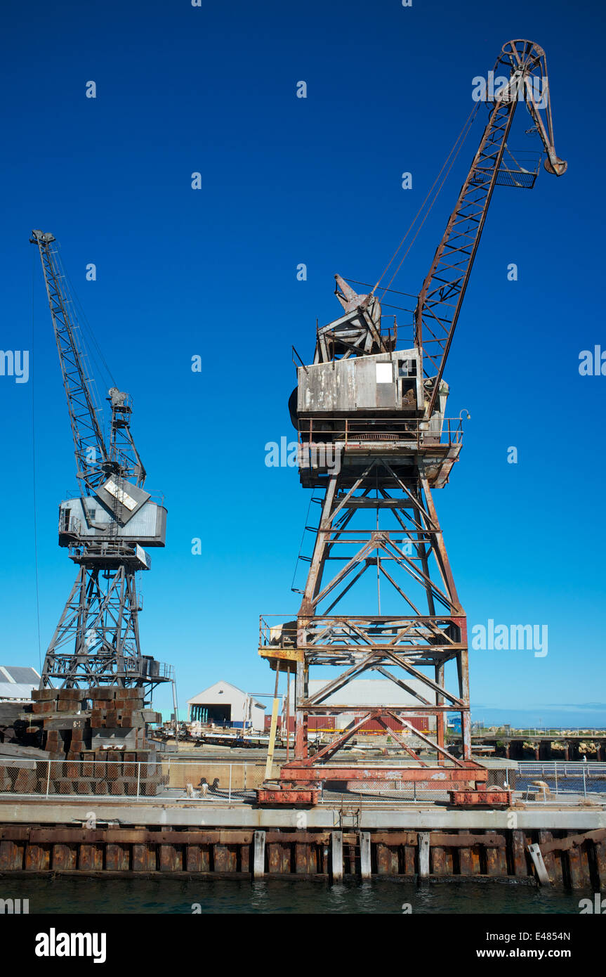 Two old cranes on the former World War 2 submarine slipway adjacent to ...