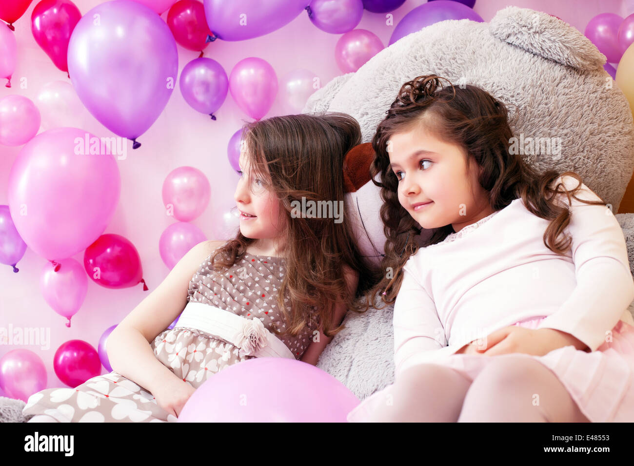 Portrait two little girlfriends in hi-res stock photography and images ...