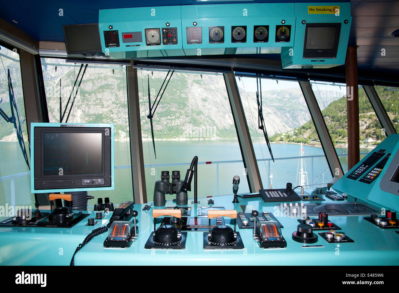 Instrumentation panel from the navigation deck of a luxury cruise liner ...