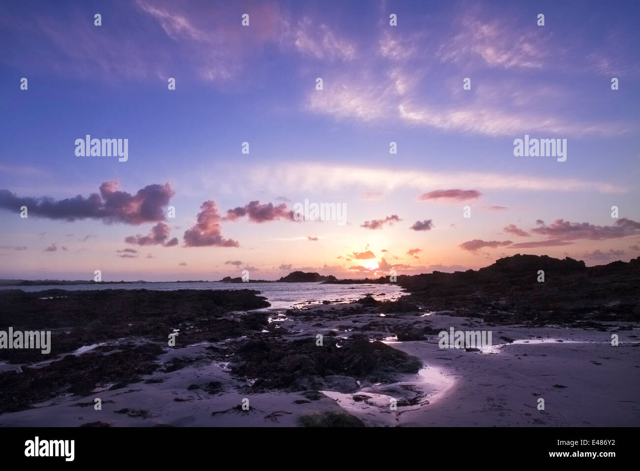 Sunset on guernsey english channel islands UK Stock Photo - Alamy