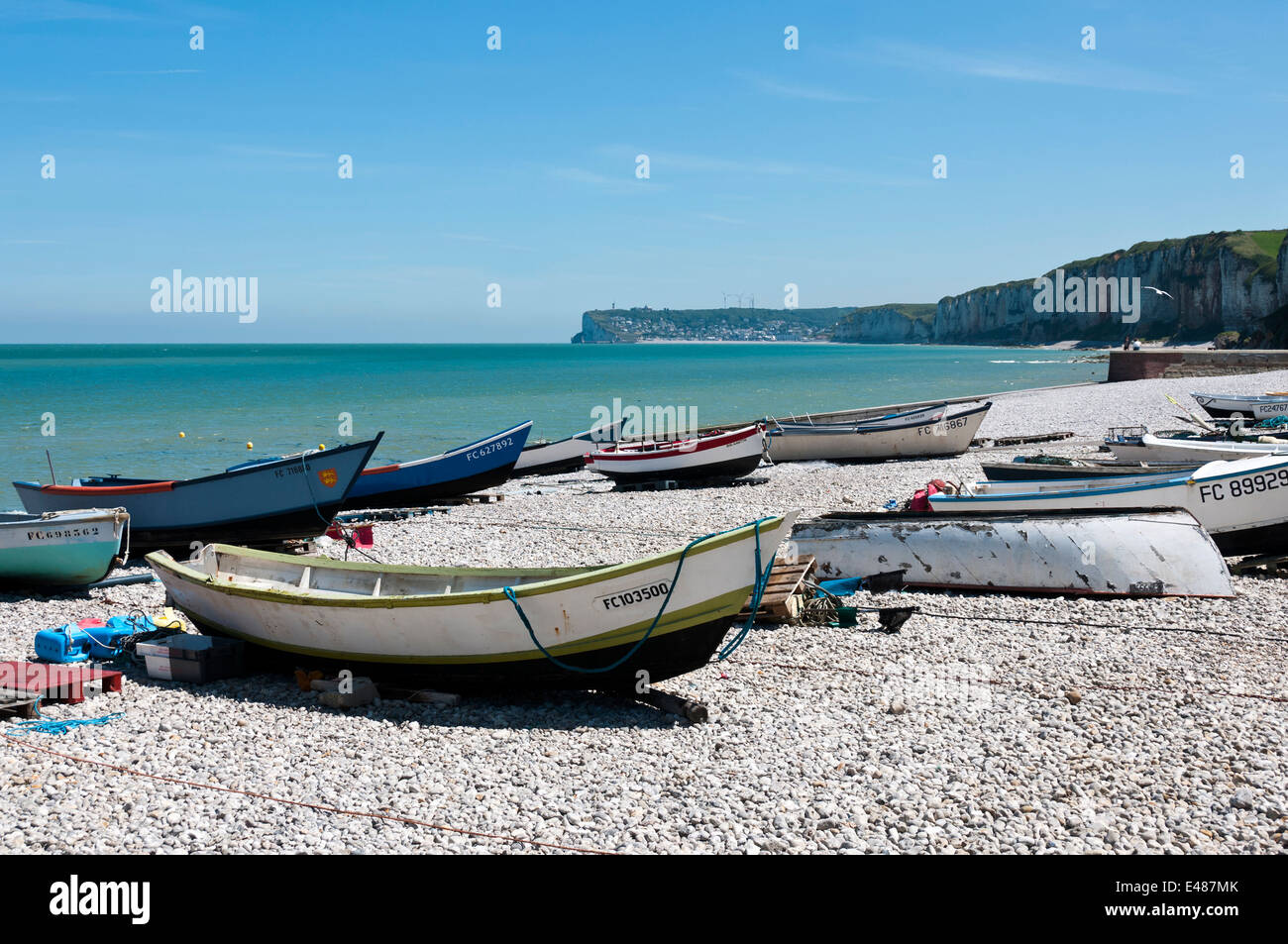 Beach and cliffs at Yport, Seine Maritime, Normandy, France Stock Photo ...