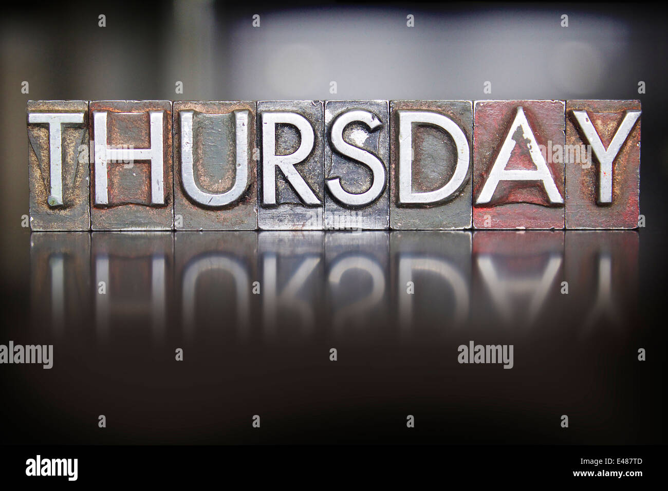 The word THURSDAY written in vintage letterpress type Stock Photo - Alamy