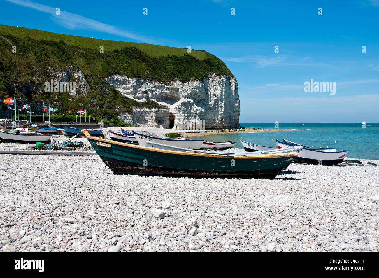 Beach and cliffs at Yport, Seine Maritime, Normandy, France Stock Photo ...