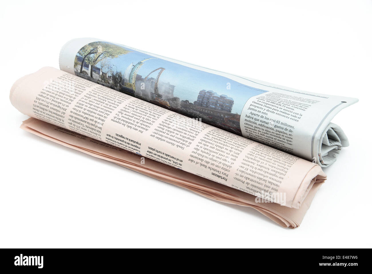 two newspapers on white background Stock Photo - Alamy