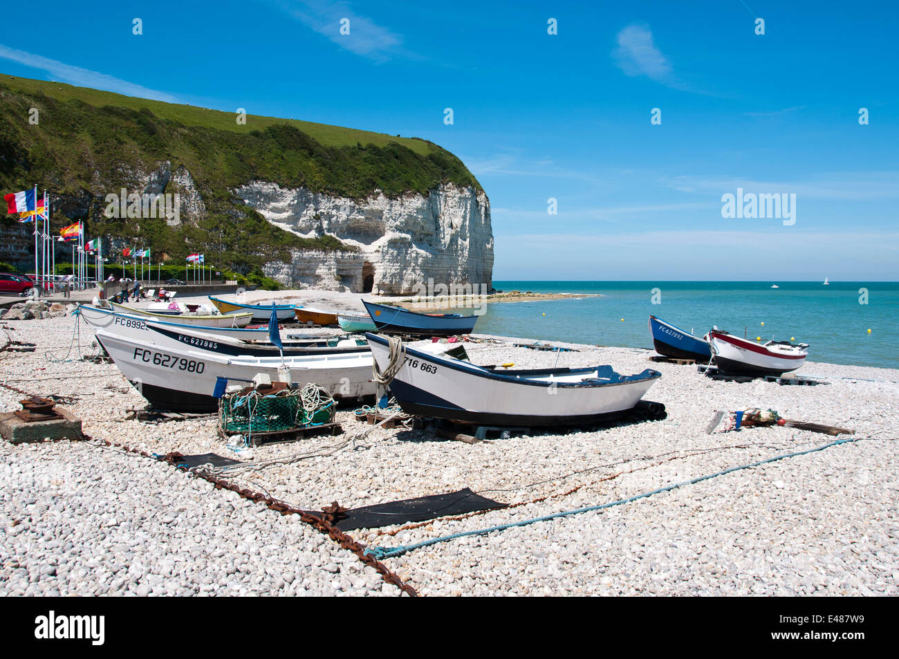 Beach and cliffs at Yport, Seine Maritime, Normandy, France Stock Photo ...
