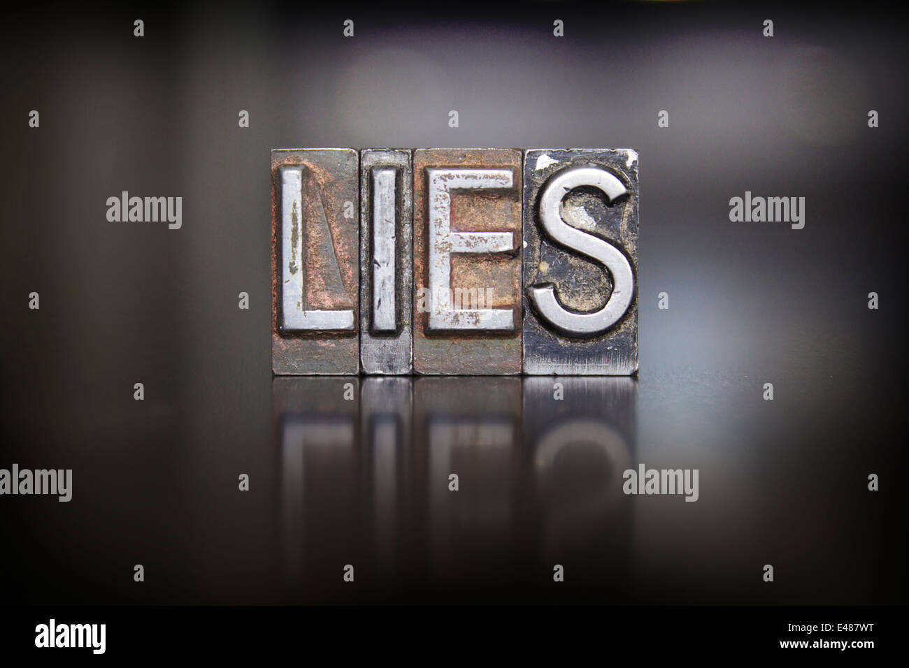 The word LIES written in vintage lead letterpress type Stock Photo - Alamy