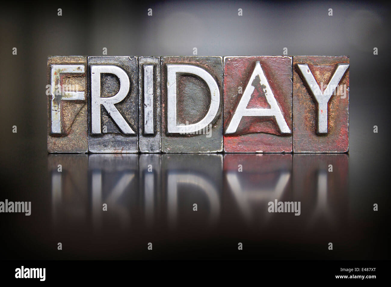 The word FRIDAY written in vintage letterpress lead type Stock Photo ...
