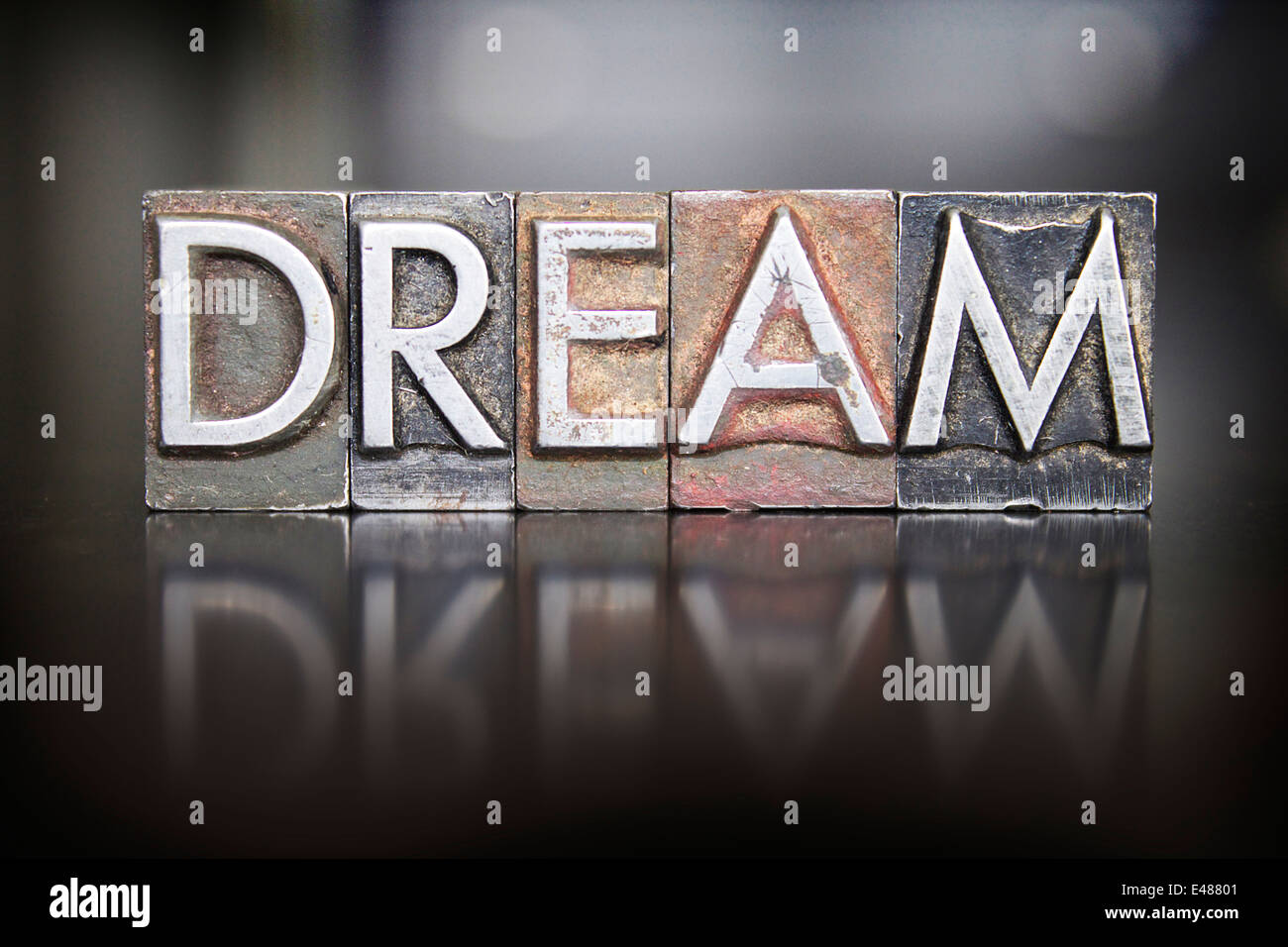 The word DREAM written in vintage letterpress type Stock Photo - Alamy
