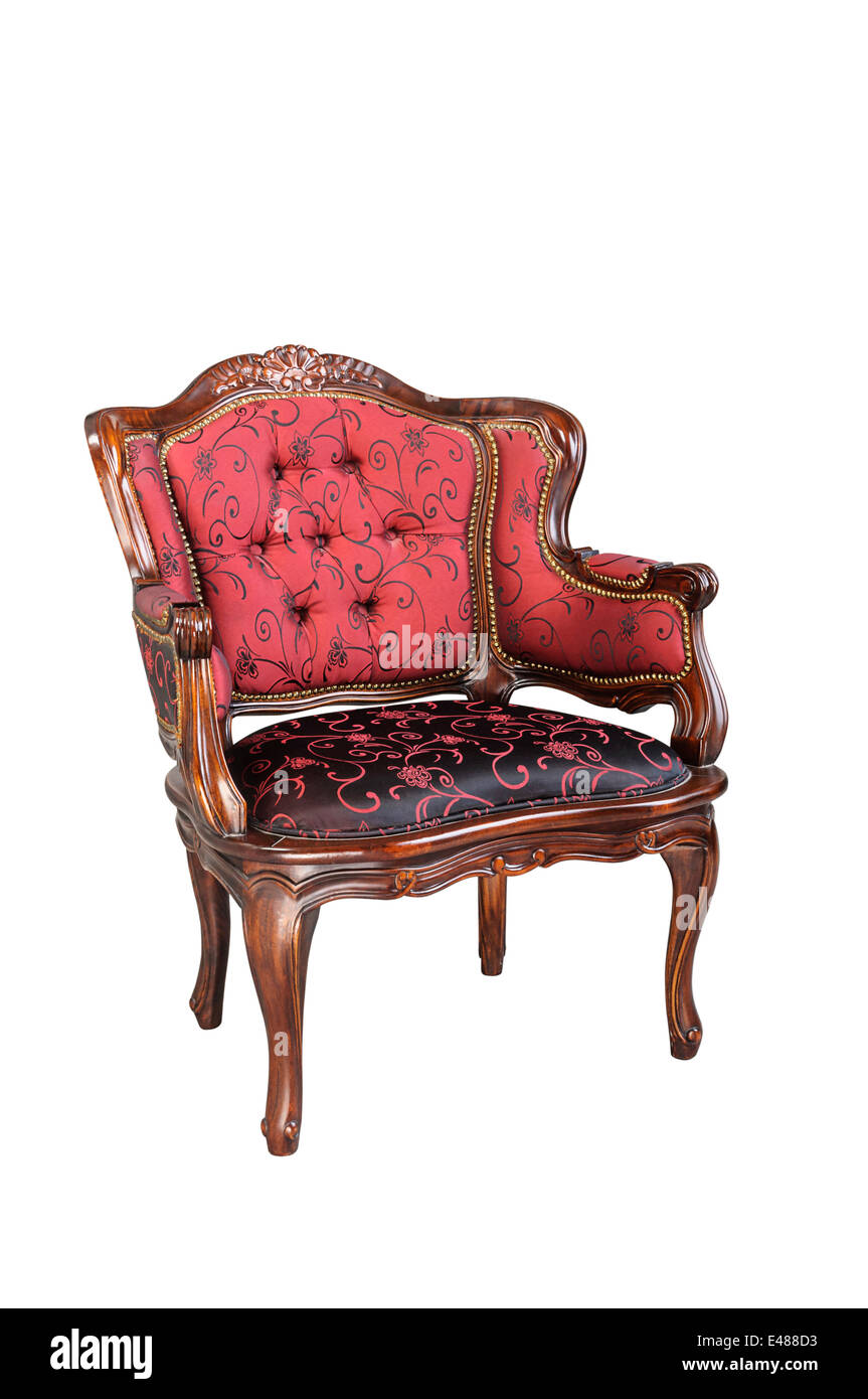Vintage red silk cloth chair isolated on white background Stock Photo ...