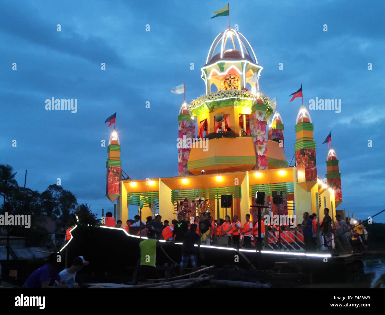 The fluvial parade is held during the eve of Pagoda Festival which is ...