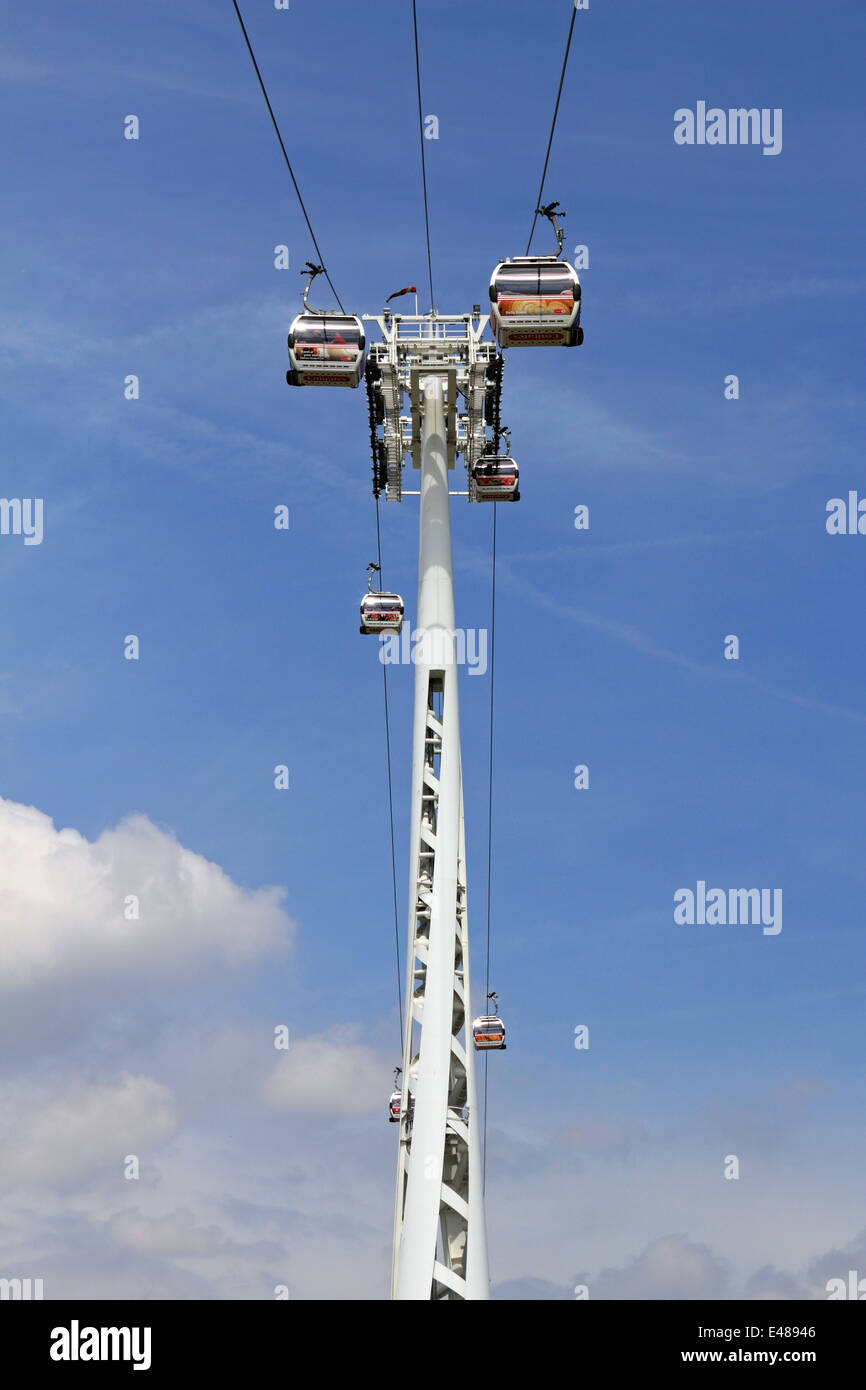 Emirates Air Line Cable Car over the River Thames at North Greenwich ...