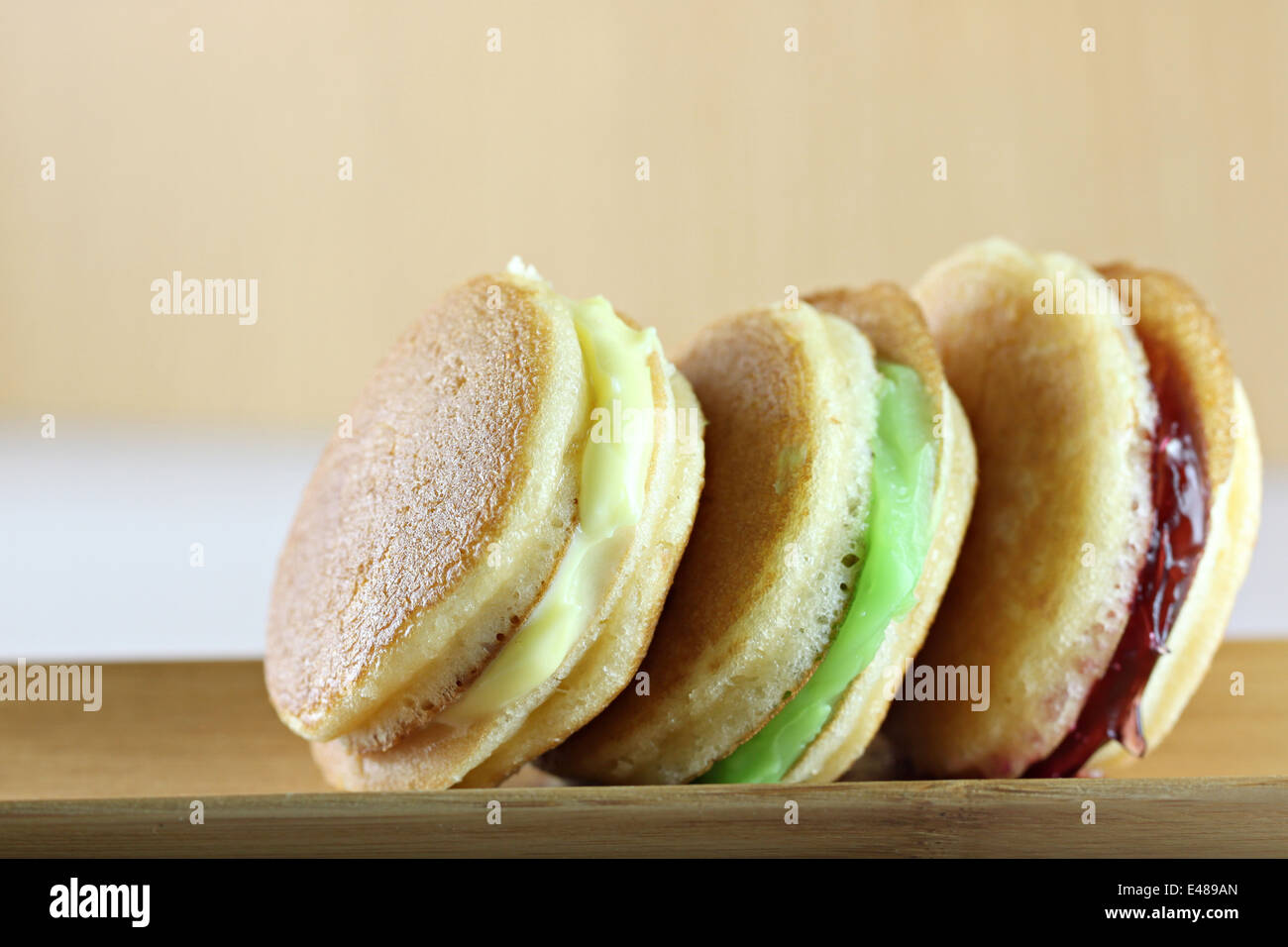 Thailand macaroon on bamboo dish for foods background Stock Photo - Alamy