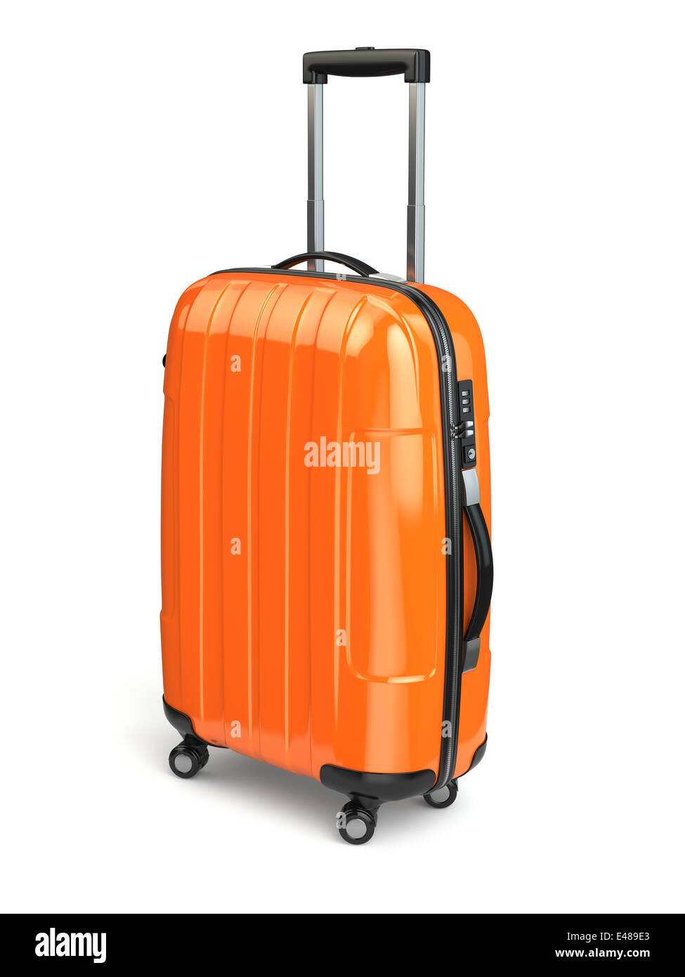 Luggage, Orange suitcase on white isolated background. 3d Stock Photo ...
