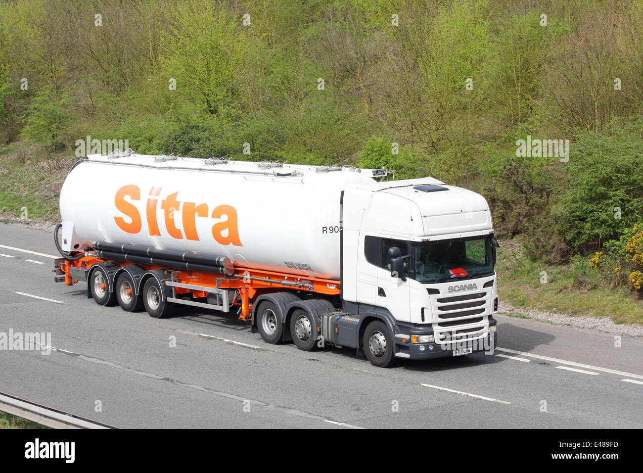 A Sitra articulated tanker traveling along the m20 motorway in Kent ...