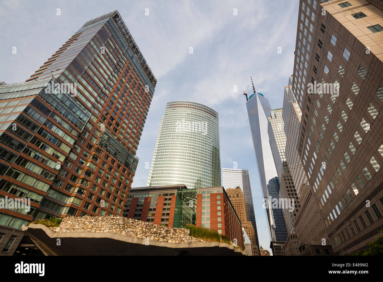 World Financial Center in New York with the One World Trade Center in ...