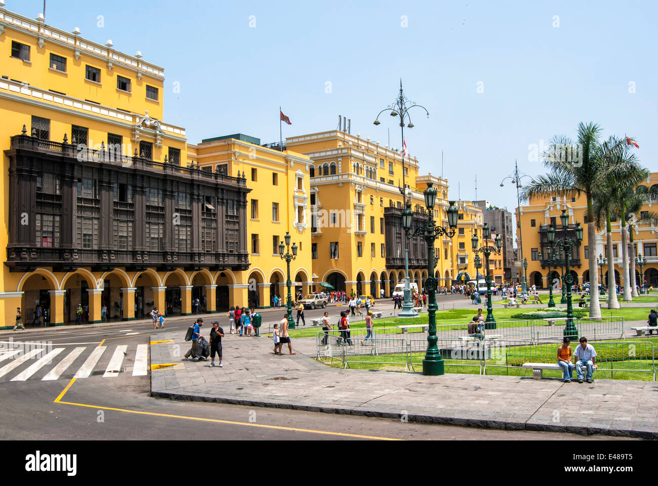 Municipal building city hall at The Plaza Mayor or Plaza de Armas of ...