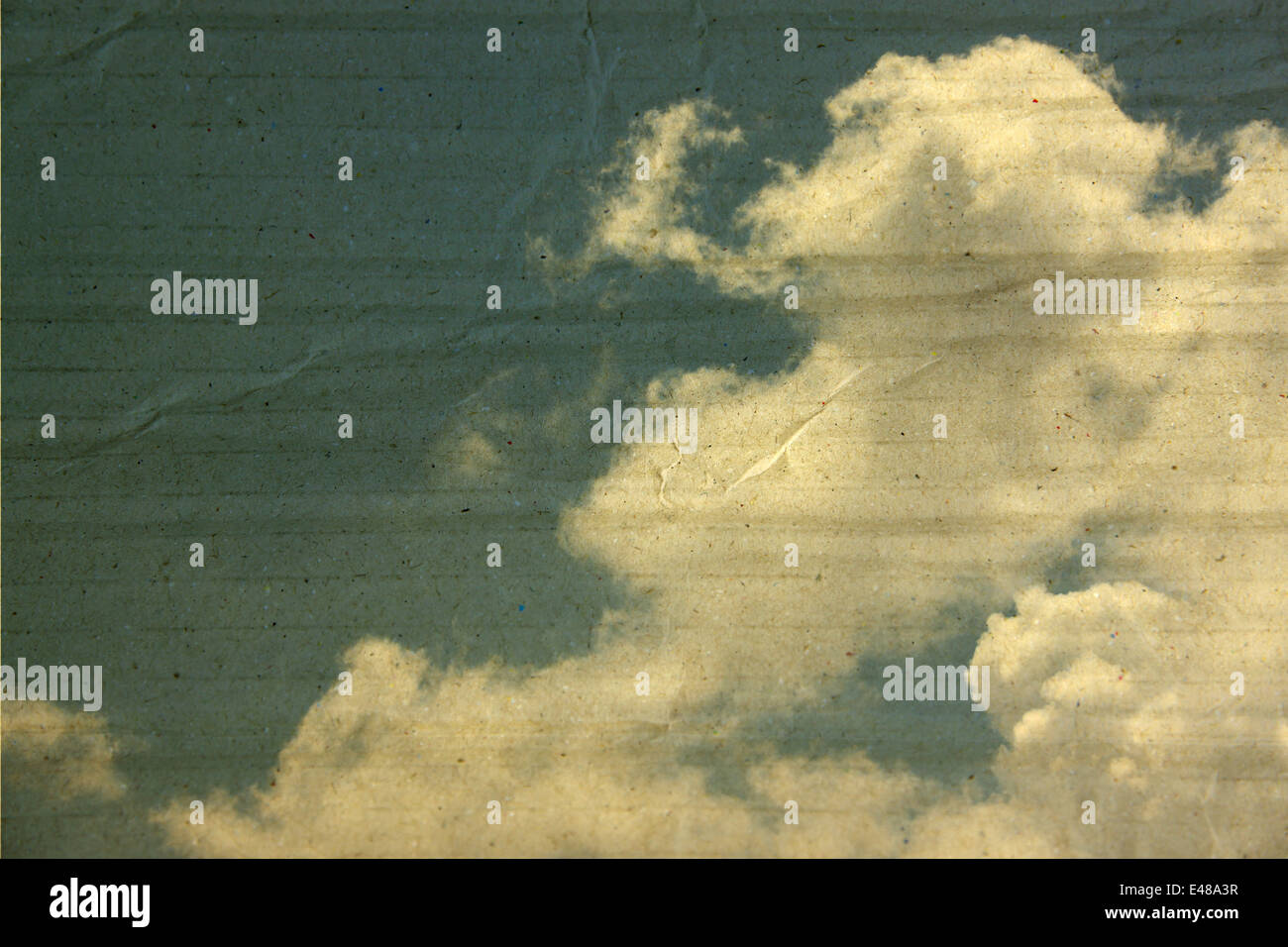 textured paper box of clouds on blue sky for vintage background Stock ...