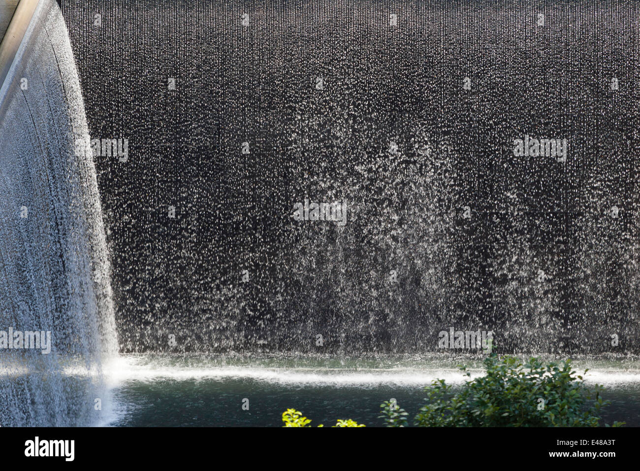 Detail view of the 9/11 memorial site fountain at the World Trade ...