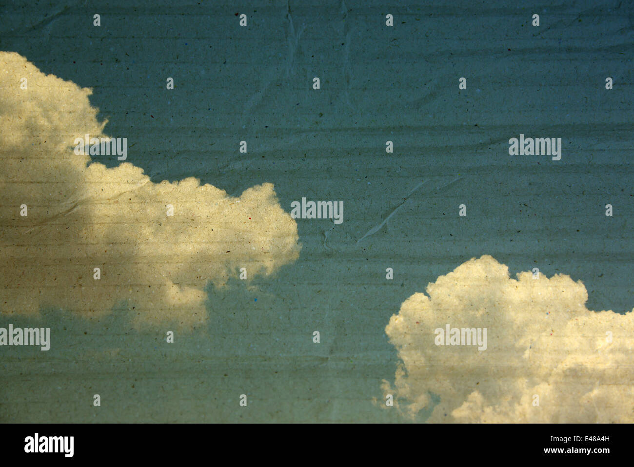 textured paper box of clouds on blue sky for vintage background Stock ...