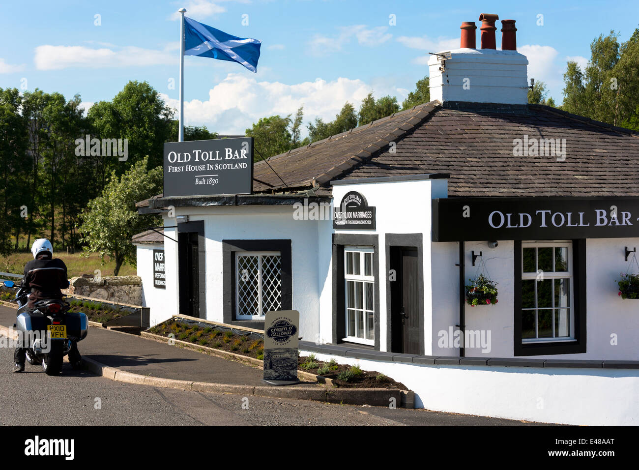 Scottish flag, the Saltire, on the First House in Scotland on the ...