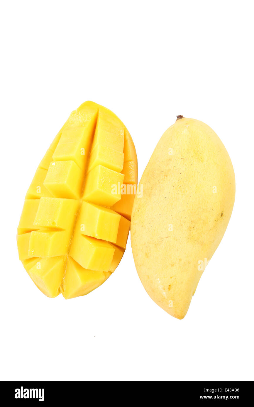 Fresh ripe mango to slice of isolated on white background Stock Photo ...