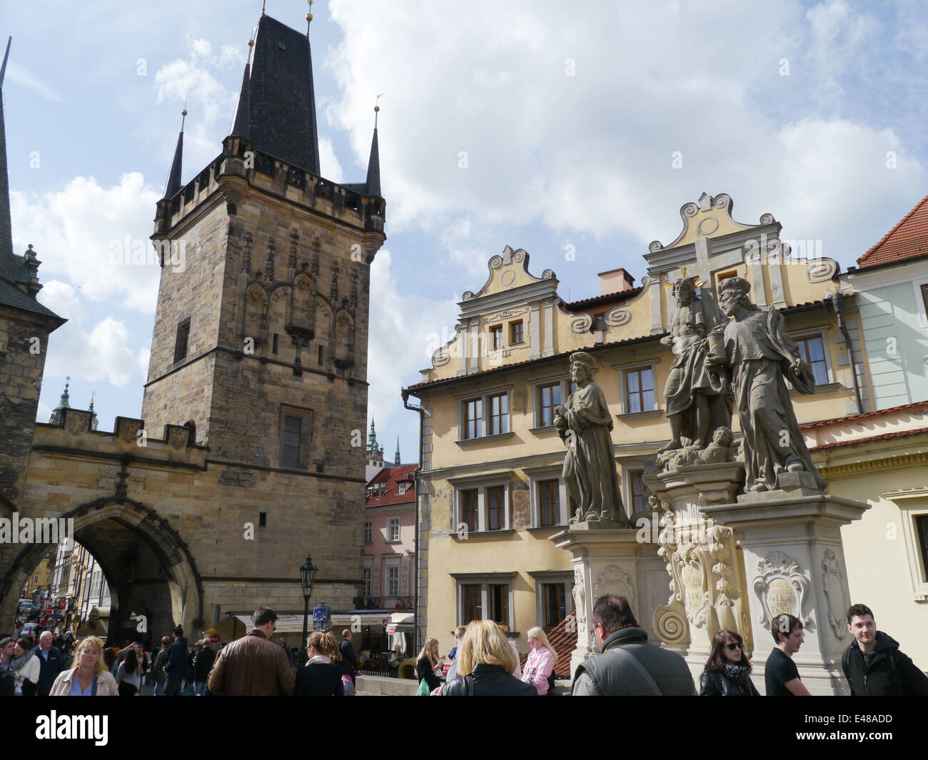 CZECH REPUBLIC - Prague Statues and pinnacles viewed from the Charles ...