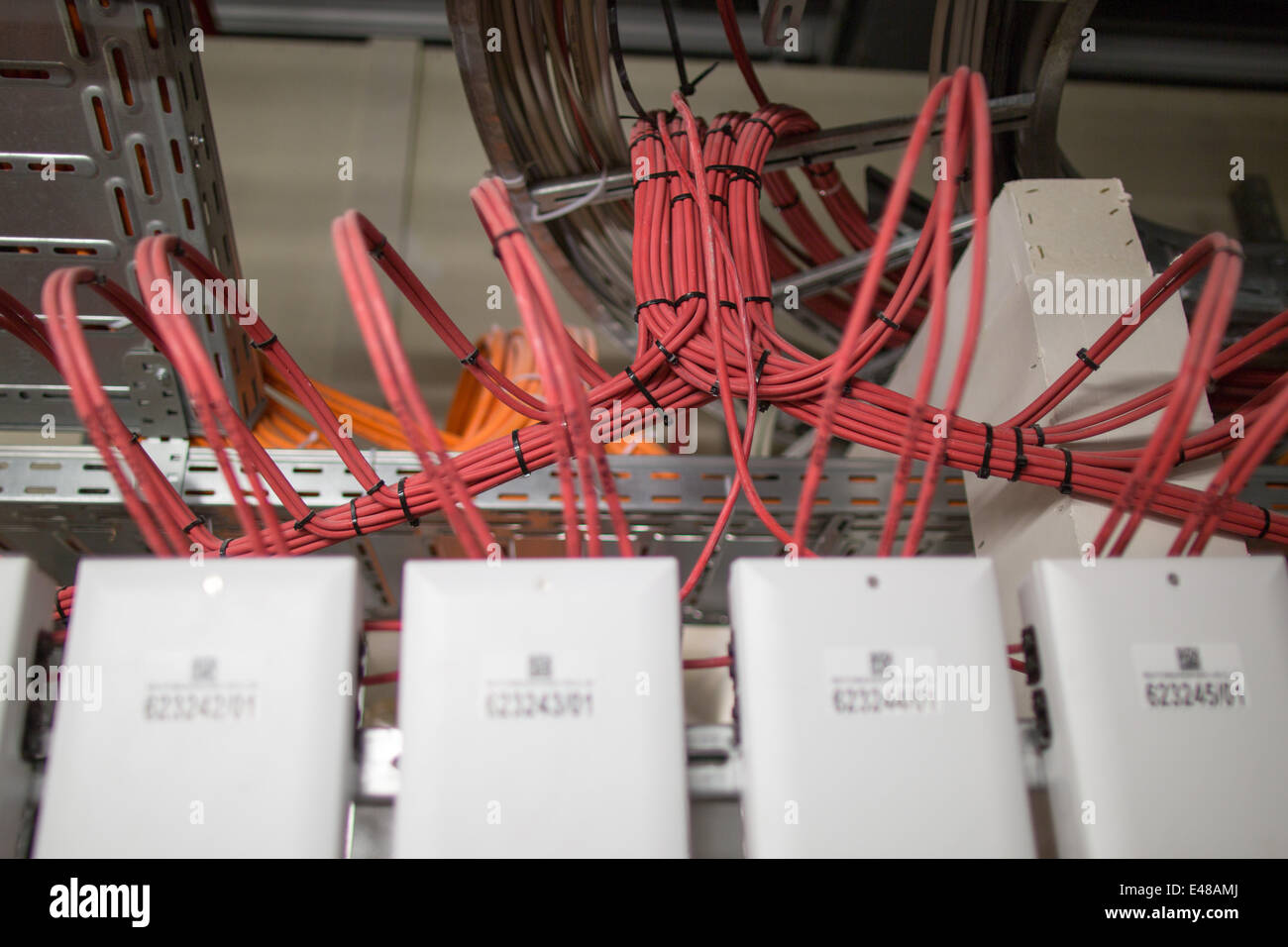 Control cables lead to the smoke removal system in a utility room ...