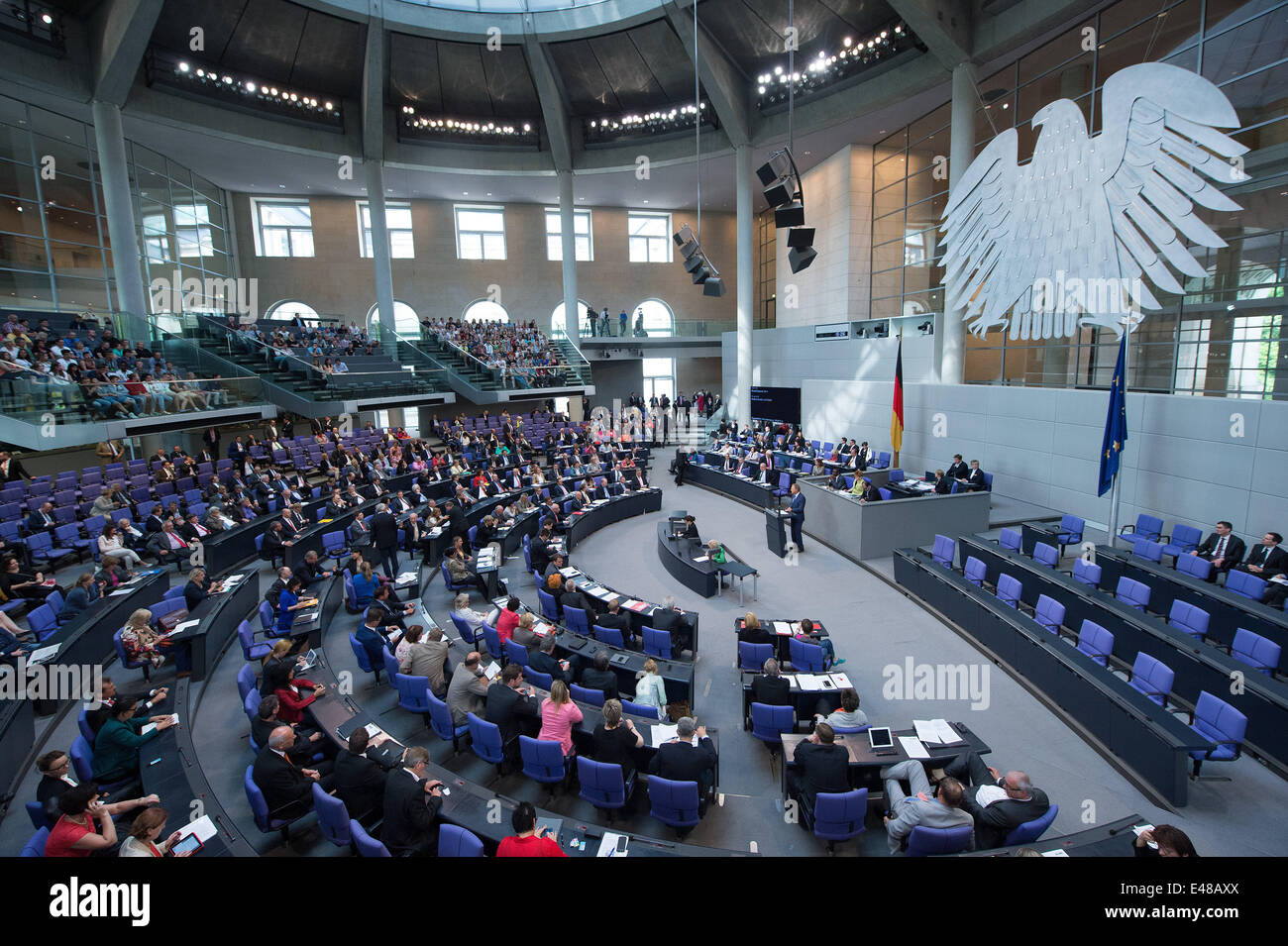 The members of parliament (MP) debate the budget law in the German ...