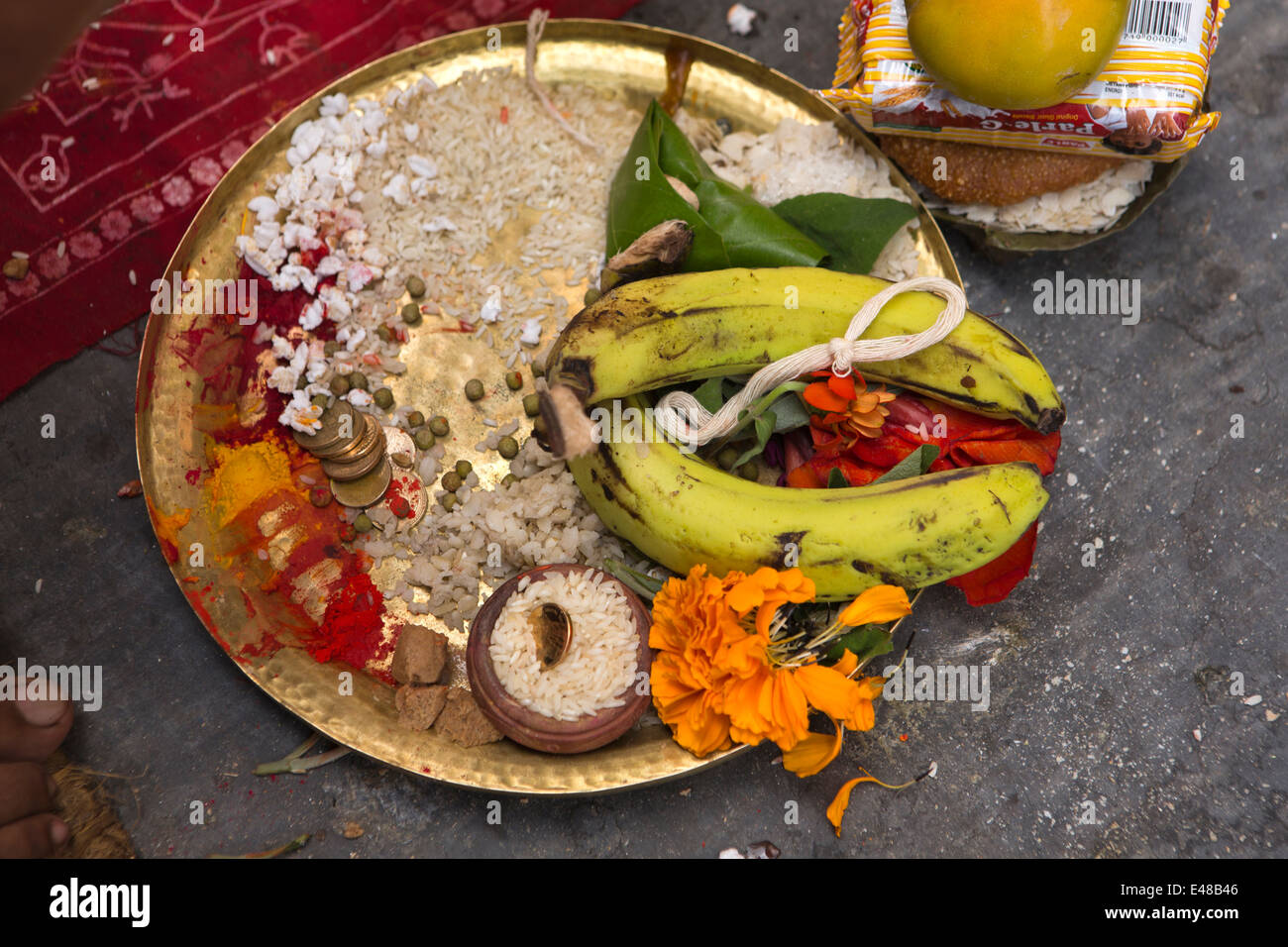 Nepal, Kathmandu, Kathesimbhu Stupa food and domestic items used in ...