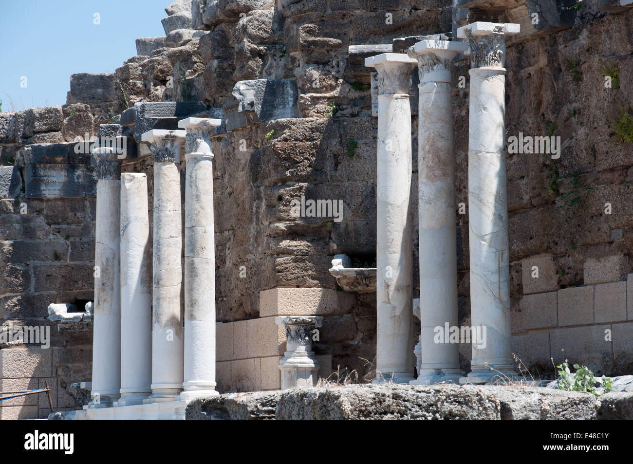 fortress wall Side Turkey landmark resort rocks ruins summer day sunny ...