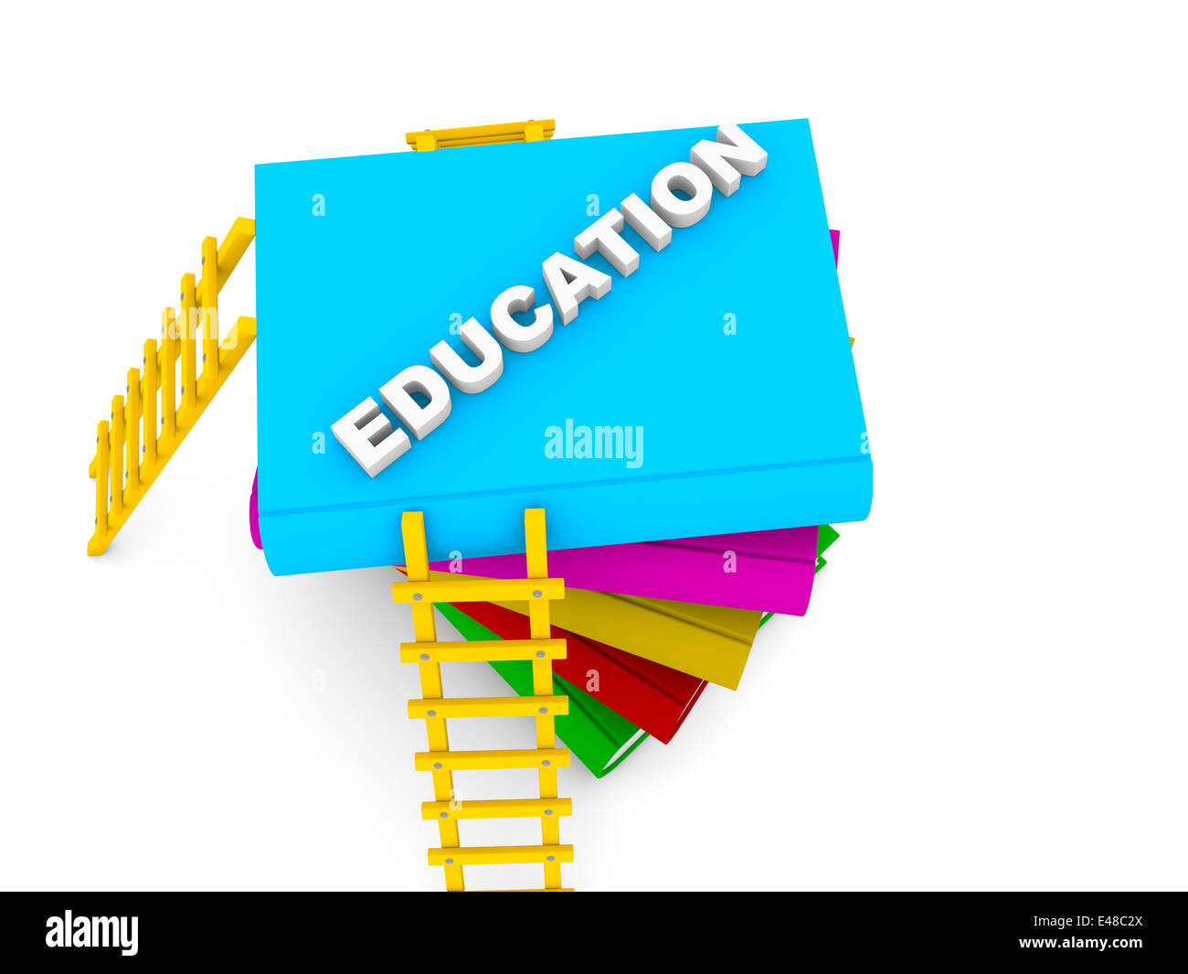 ladder on stack of colorful books, education concept Stock Photo - Alamy