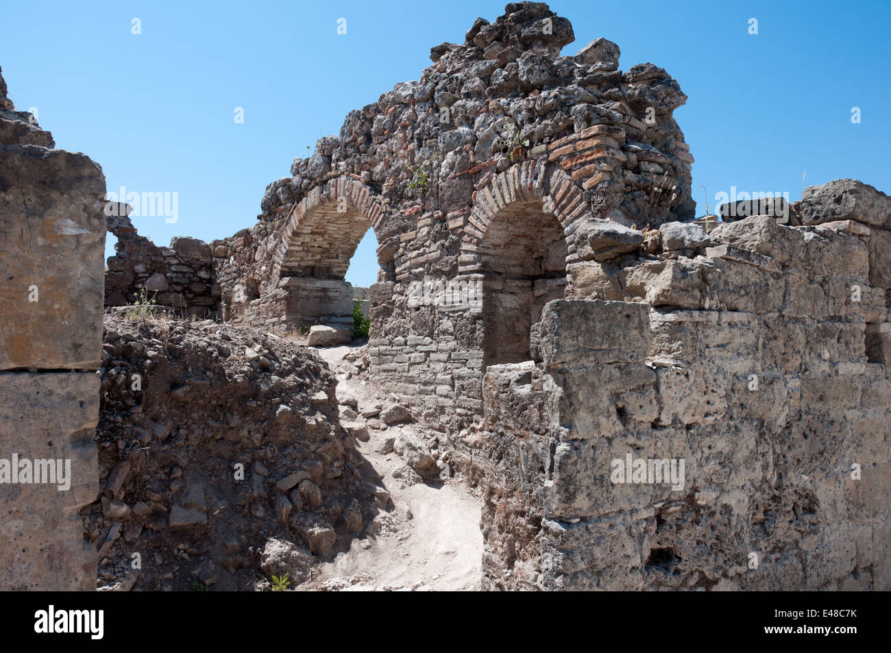 fortress wall Side Turkey landmark resort rocks ruins summer day sunny ...