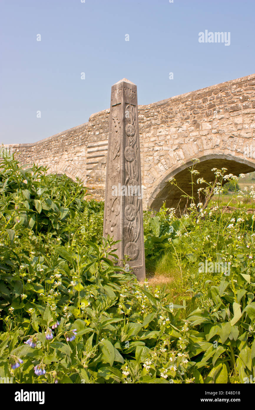 Signpost in the countryside with a bridge in the background Stock Photo ...